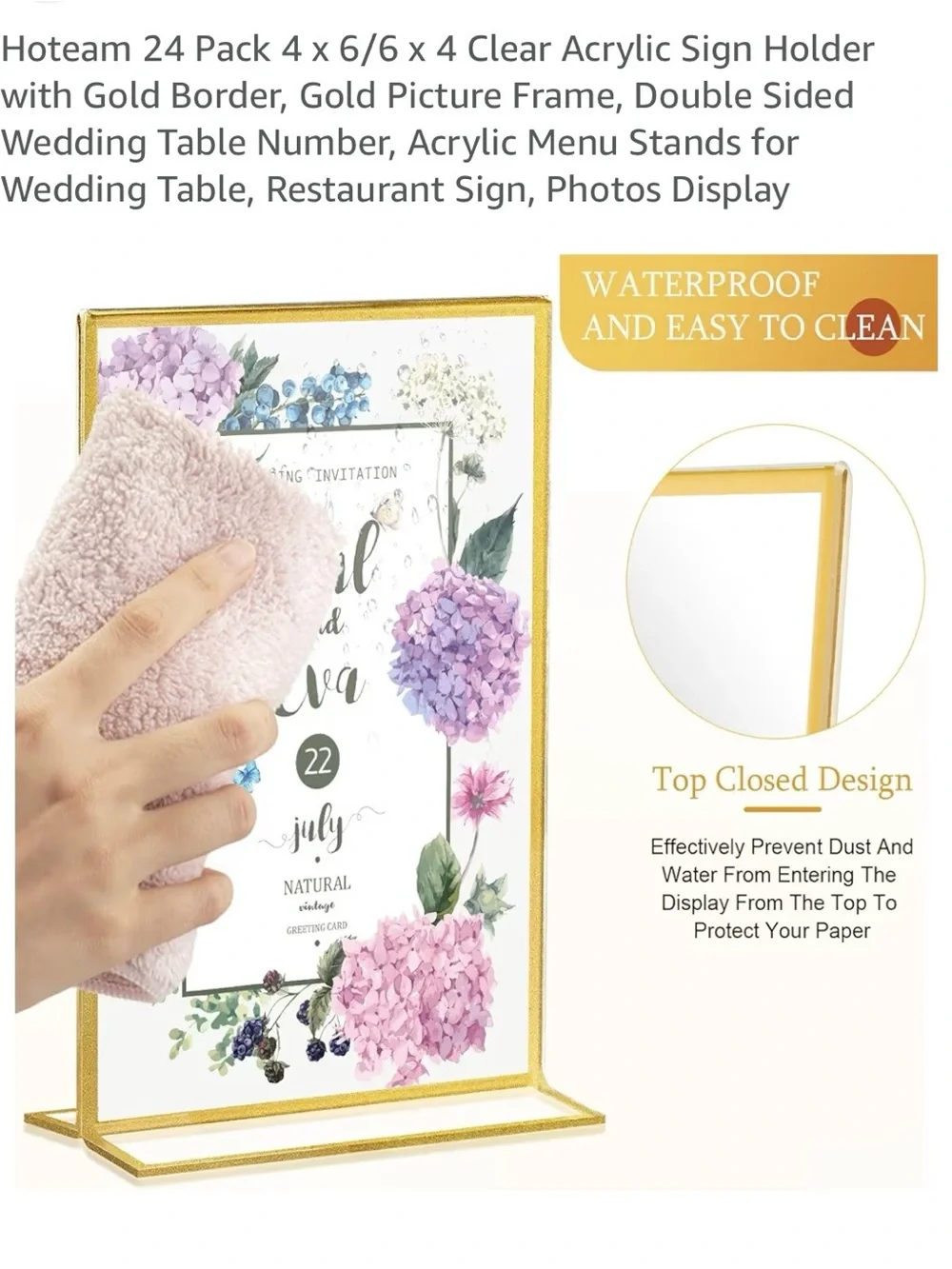 Accents | Euc 24 Pack 4 X 66 X 4 Clear Acrylic Sign Holder With Gold ...